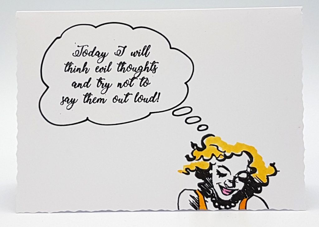 Think Evil Thoughts A5 Red Rubber Stamp by Kay Halliwell-Sutton - IndigoBlu